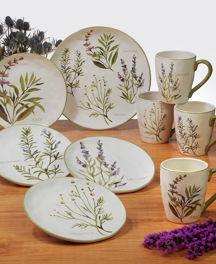 Certified International Fresh Herbs Mugs, Set of 4 - Macy's