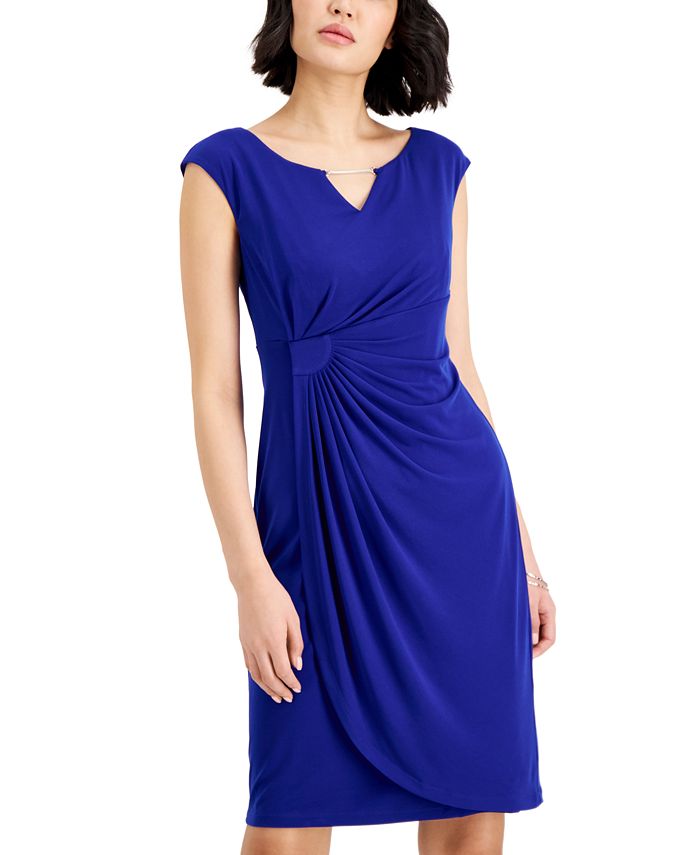 Connected Petite Cap Sleeve Side Tab Dress - Macy's
