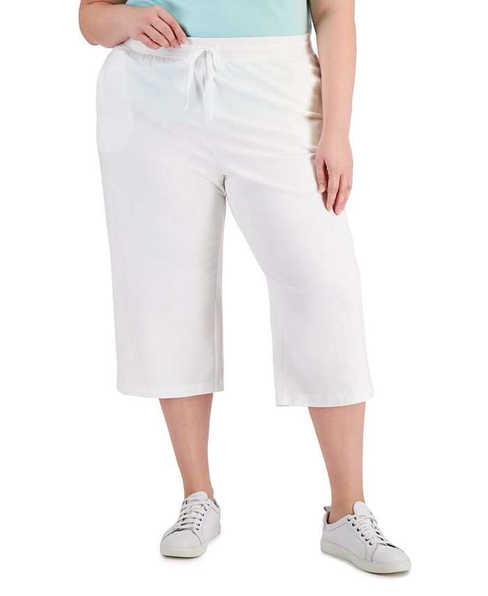 Karen Scott Plus Size Drawstring-Waist Knit Capri Pants, Created for ...