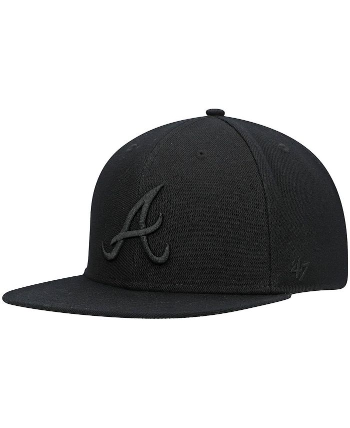 '47 Brand Men's Atlanta Braves Black On Black Captain Snapback Hat - Macy's