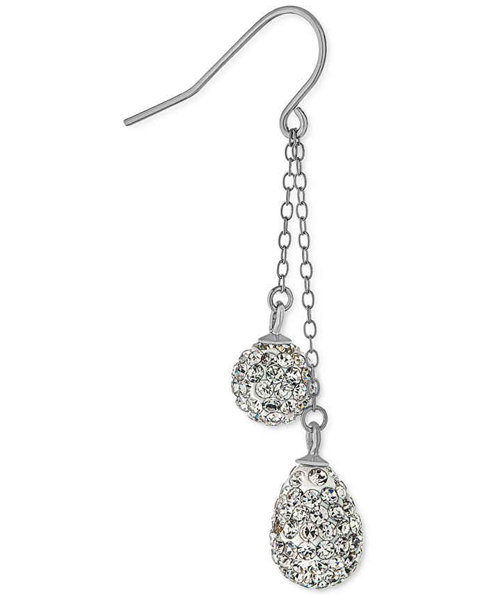 Giani Bernini Crystal Double Chain Drop Earrings, Created for Macy's ...