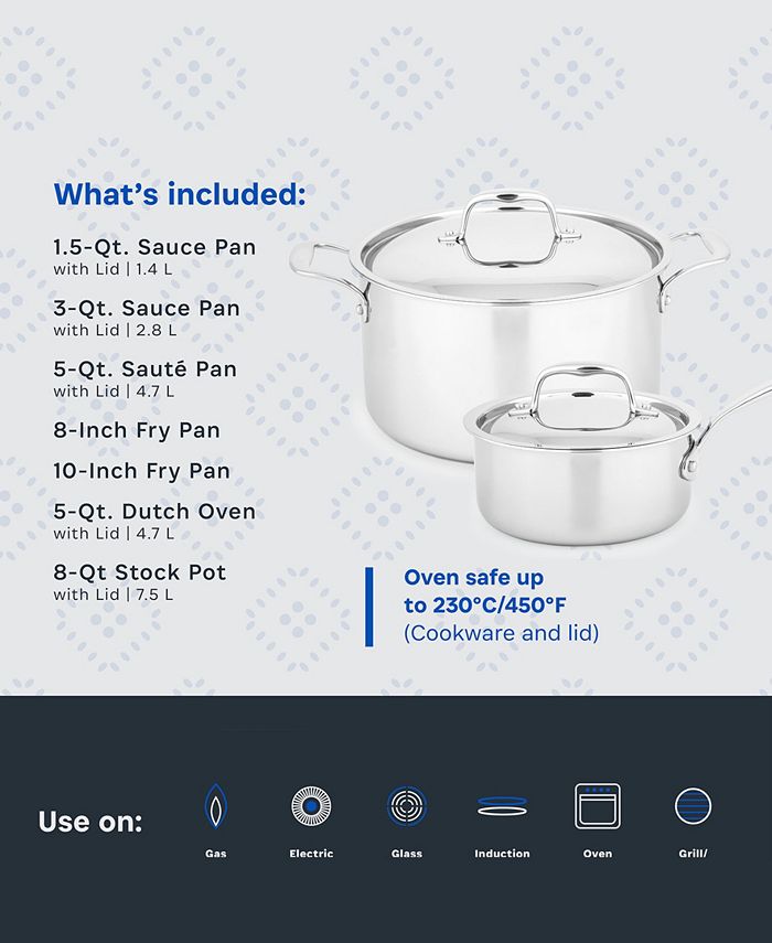 Legend Cookware 3 Ply Cookware with Lids Set, 12 Piece - Macy's