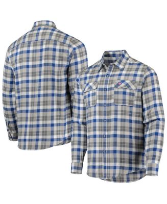 Men's Antigua Royal and White Chicago Cubs Ease Flannel Button-Up Long ...
