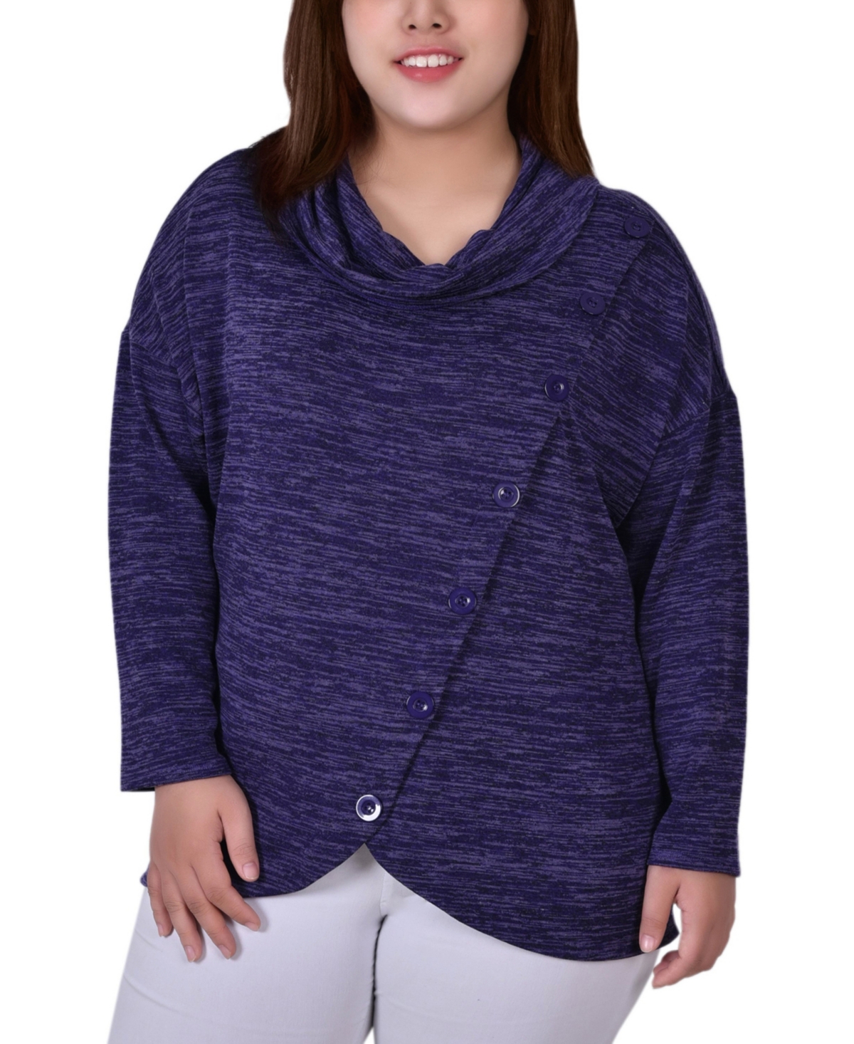 Click here for Ny Collection Womens Plus Size Long Sleeve Cowl Ne... prices