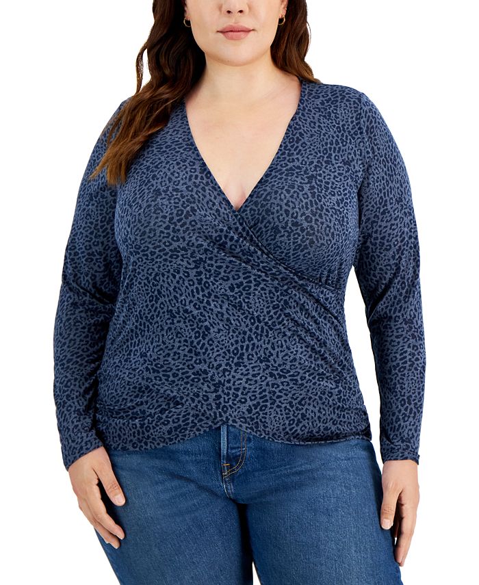 INC International Concepts Plus Size Side Ruched Top, Created for Macy ...