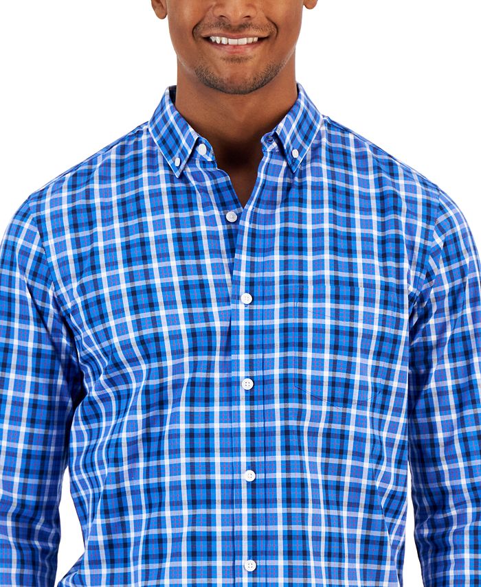Club Room Mens Andy Classic Fit Plaid Button Down Poplin Shirt