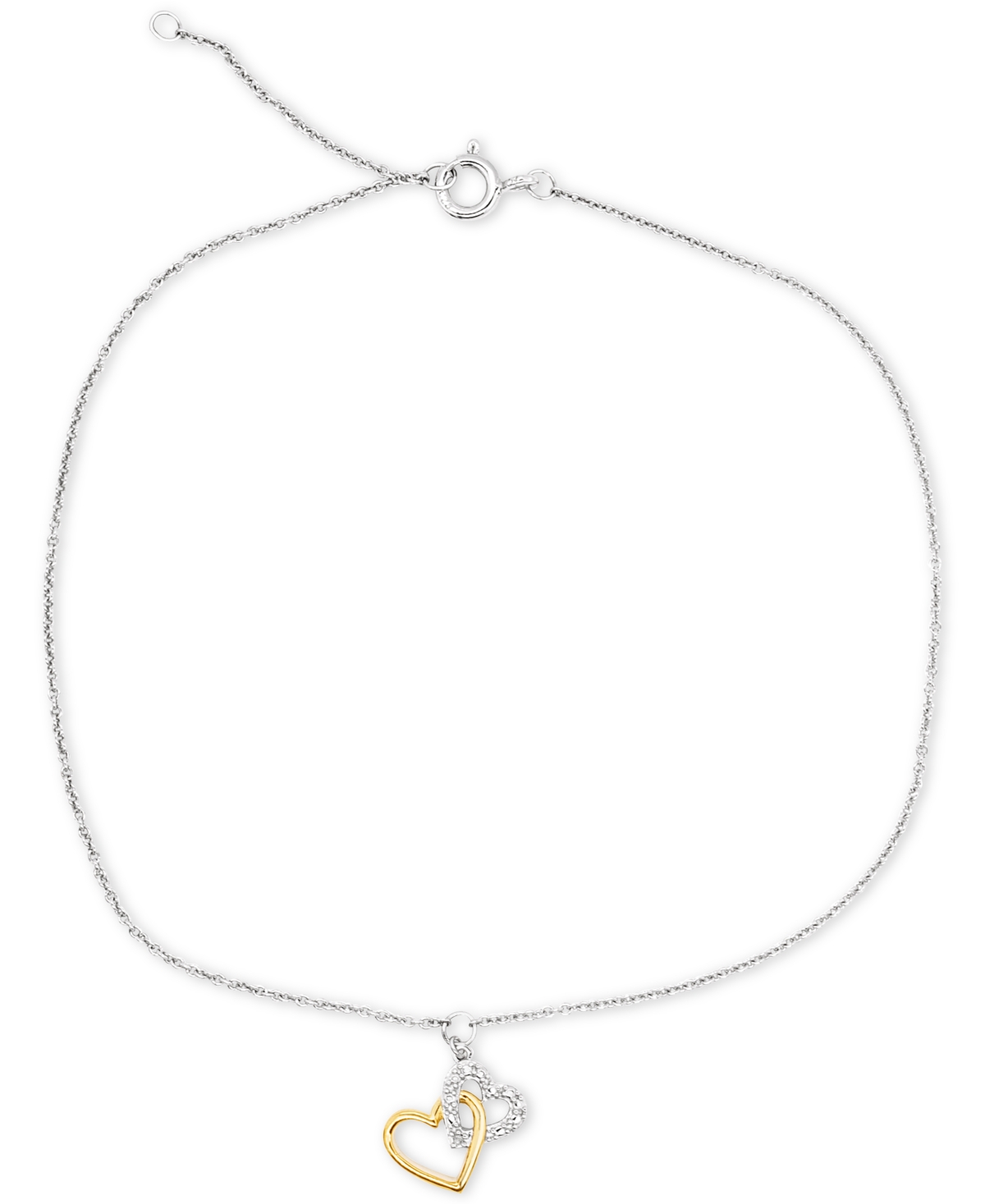 Click here for Diamond Accent Double Heart Ankle Bracelet in Ster... prices