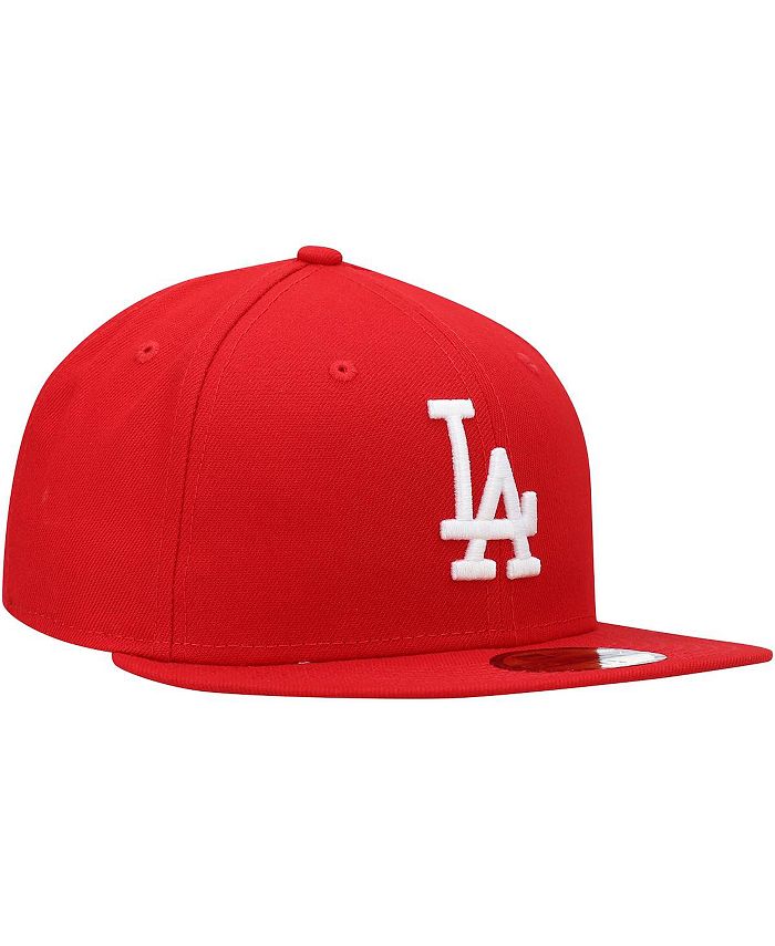 New Era Men's Red Los Angeles Dodgers Logo White 59FIFTY Fitted Hat ...