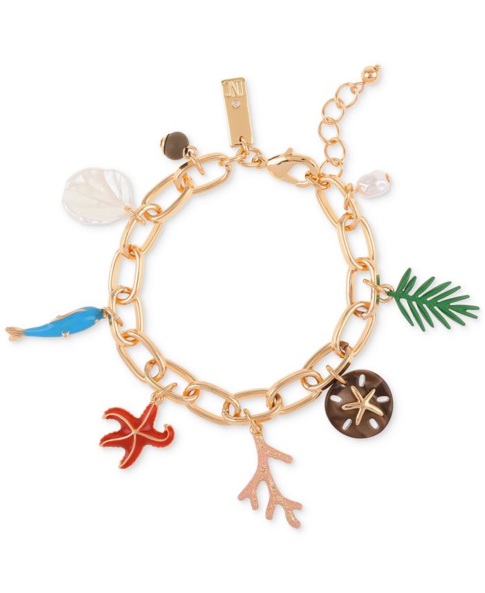 INC International Concepts Gold-Tone Mixed Sea-Motif Charm Bracelet ...