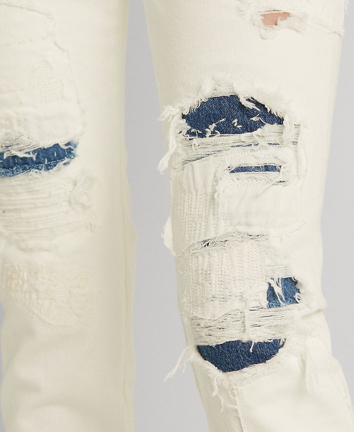 Lauren Ralph Lauren Distressed Patchwork Straight Jeans - Macy's
