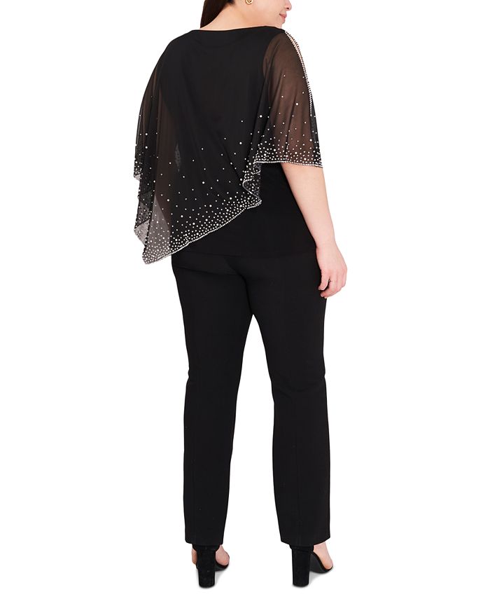 MSK Plus Size Beaded Overlay Top - Macy's