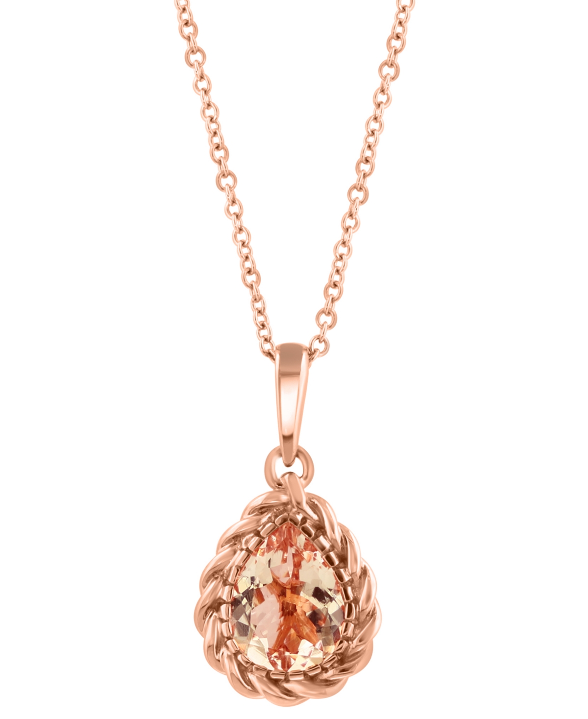 Effy Collection Effy Morganite Pear Rope-framed 18" Pendant Necklace (1 ...