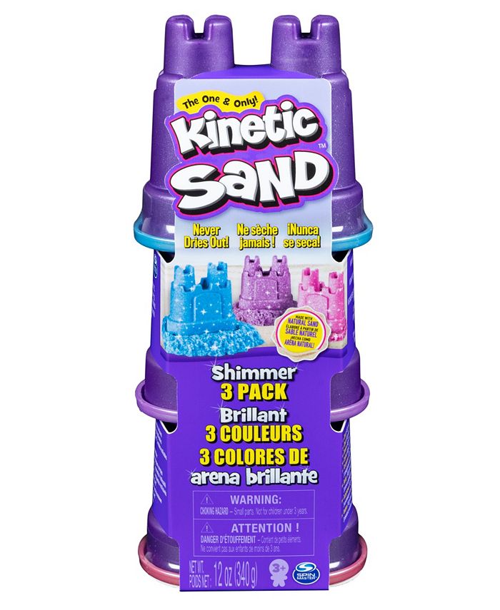 Kinetic Sand Shimmer Sand 3 Pack with Molds and 12oz of Kinetic Sand ...