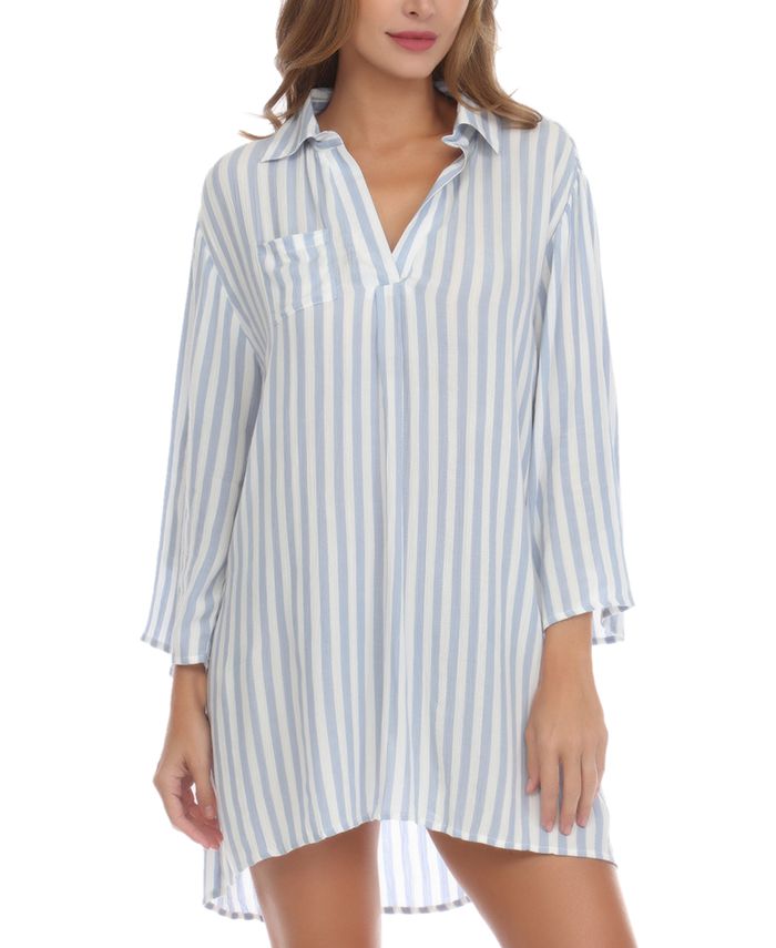 Raviya Women's Striped Swim Cover-Up Tunic - Macy's