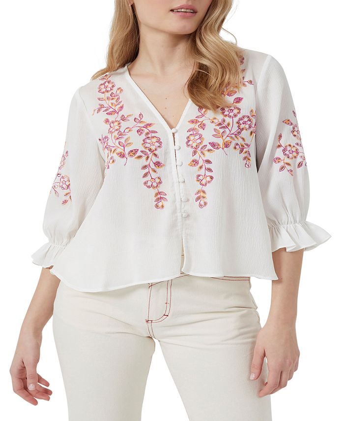 French Connection Women's Gigi Embroidered Blouse - Macy's