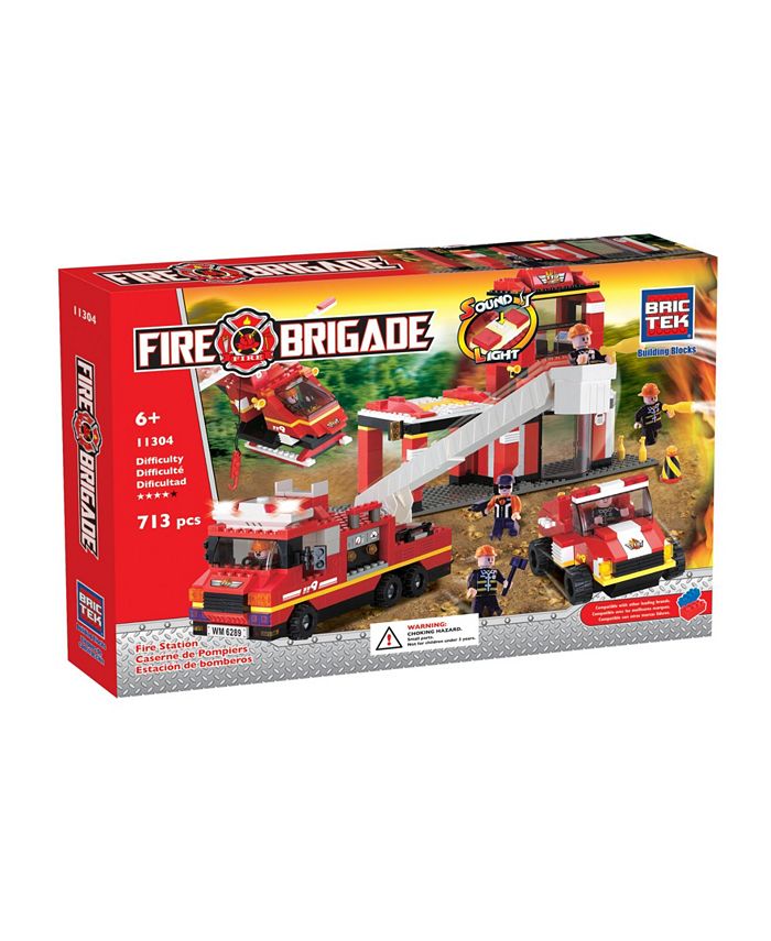 Brictek Fire Station with Sound and Light, 713 Pieces - Macy's