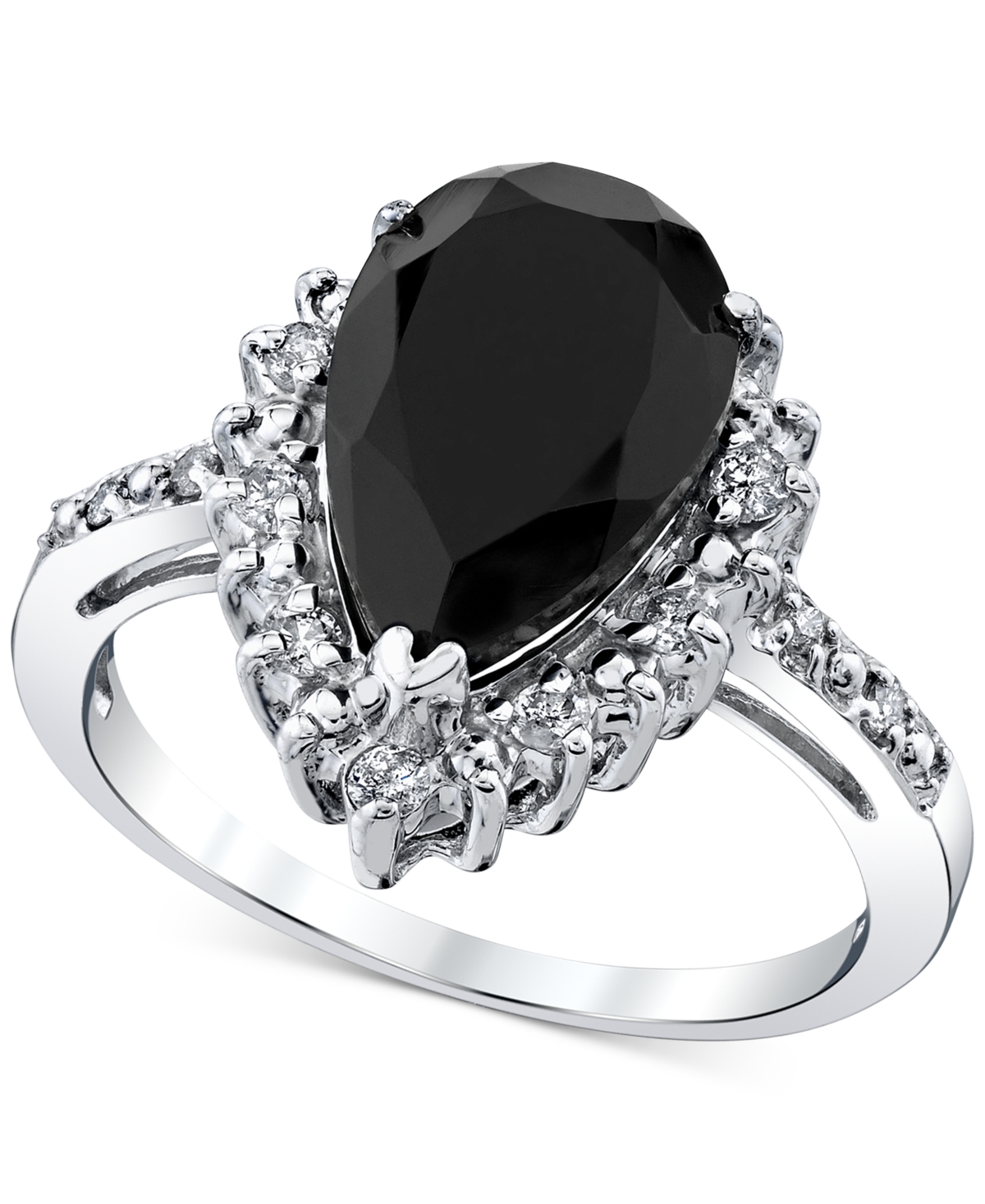 Click here for Onyx & Diamond (1/4 ct. t.w.) Halo Ring in Sterlin... prices