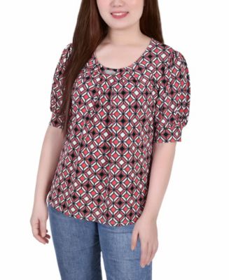 Women's Missy Short Sleeve Balloon Sleeve Top - Macy's