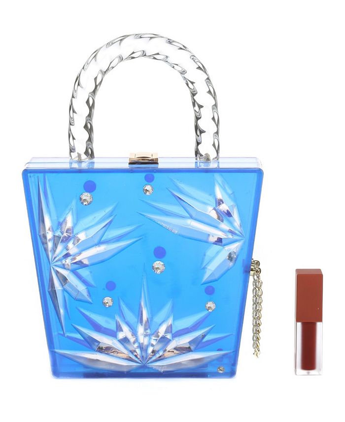 Milanblocks Women's Top Handle Cobalt Cut to Clear Lucite Acrylic ...