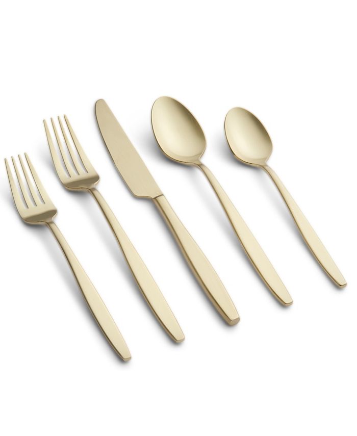 Cambridge Silversmiths Nylah Champagne Satin Flatware Set, 20 Piece ...