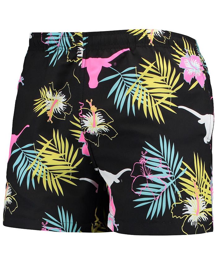 FOCO Men's Black Texas Longhorns Neon Floral Swim Trunks - Macy's