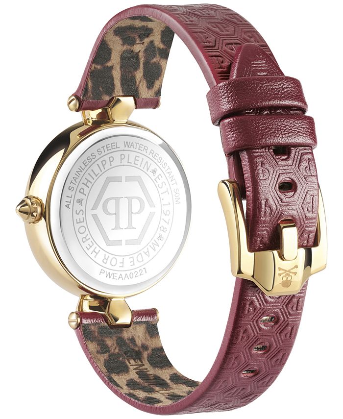 Philipp Plein Women's Plein Couture Red Calf Leather Strap Watch 32mm ...