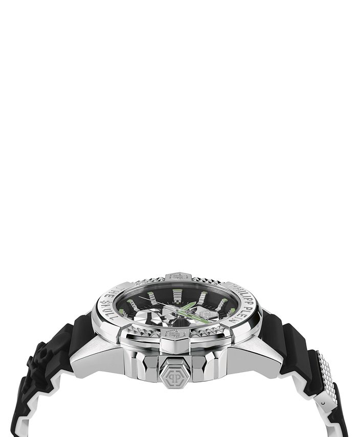 Philipp Plein Men's The $kull Silver Stainless Steel Black Silicone ...