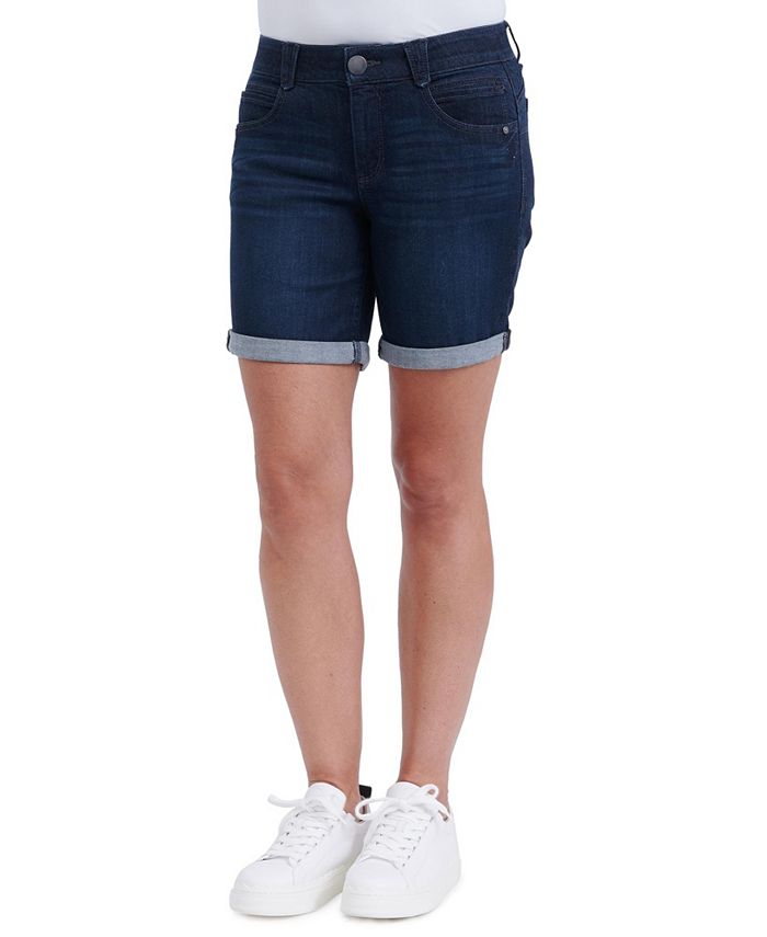 Democracy Women's Ab Solution Roll Cuff Elastic Waistband 7" Shorts ...