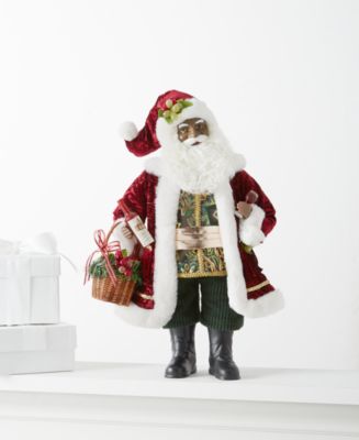 Holiday Lane Santas 18"H Fabric Standing African-American Wine Santa ...