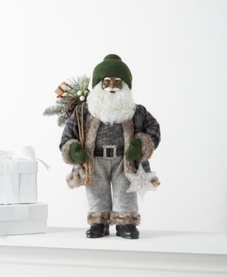 Holiday Lane Northern Holiday Fabric Standing Santa with Gift Bag ...