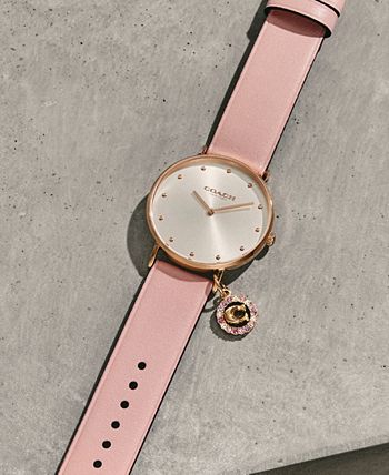 COACH Women's Perry Blossom Leather Strap Watch 36mm - Macy's