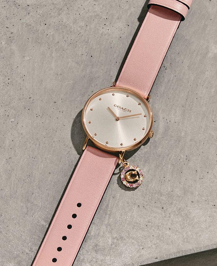 COACH Women's Perry Blossom Leather Strap Watch 36mm - Macy's