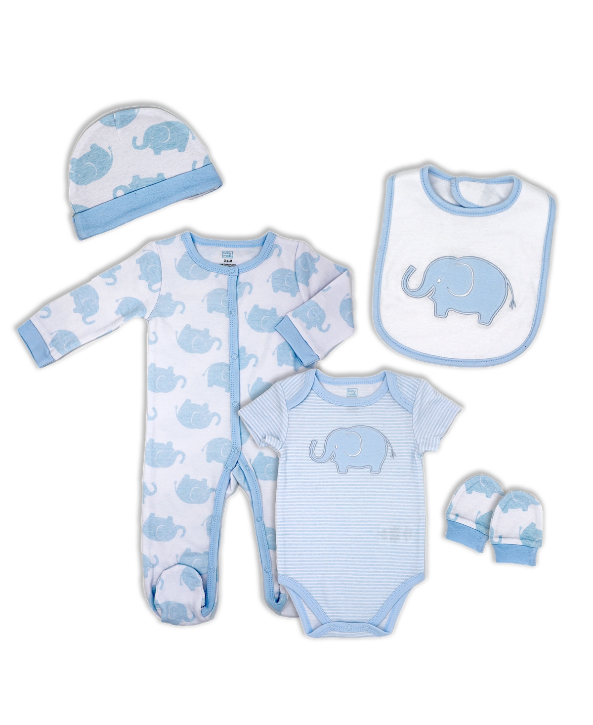 Click here for Baby Boys Elephant Layette  5-Piece Set - Blue prices