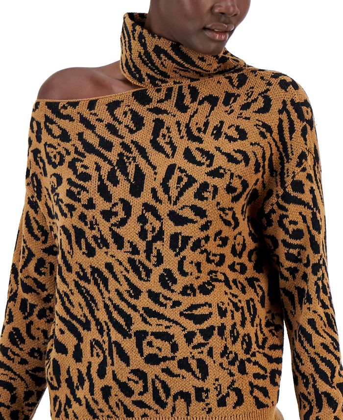 INC International Concepts Women's Leopard Print Asymmetric Sweater ...
