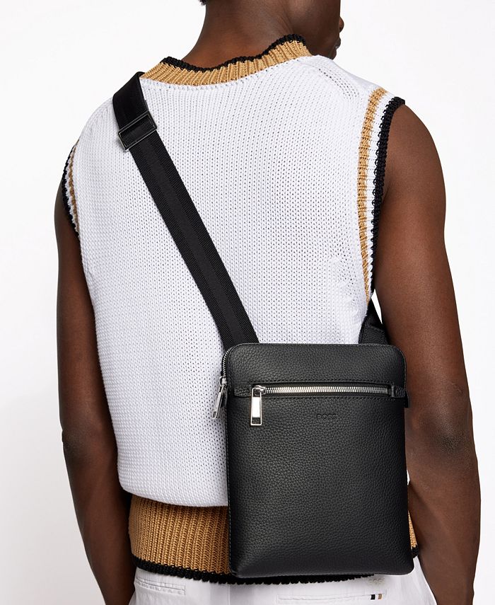 Hugo Boss BOSS Men's Grained Italian-Leather Envelope Bag - Macy's
