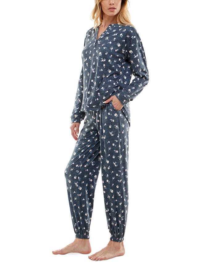 Roudelain Women's Cozy Luxe Floral Henley Pajama Set - Macy's