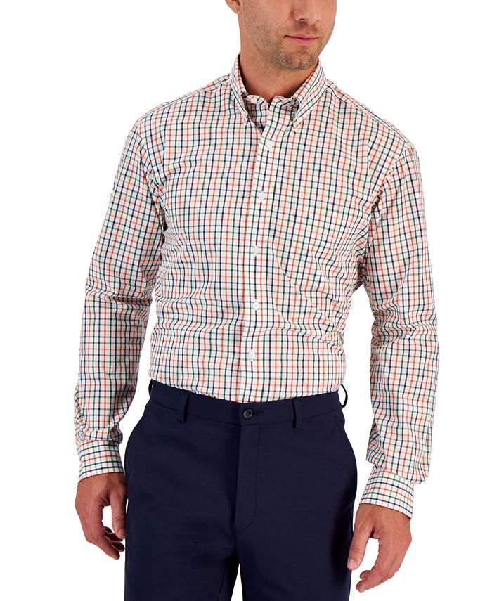 Club Room Mens Regular Fit Mulo Plaid Cotton Dress Shirt Created For
