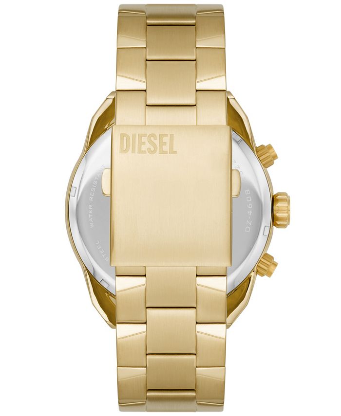 Diesel Men's Spiked Gold-Tone Stainless Steel Bracelet Watch, 49mm - Macy's