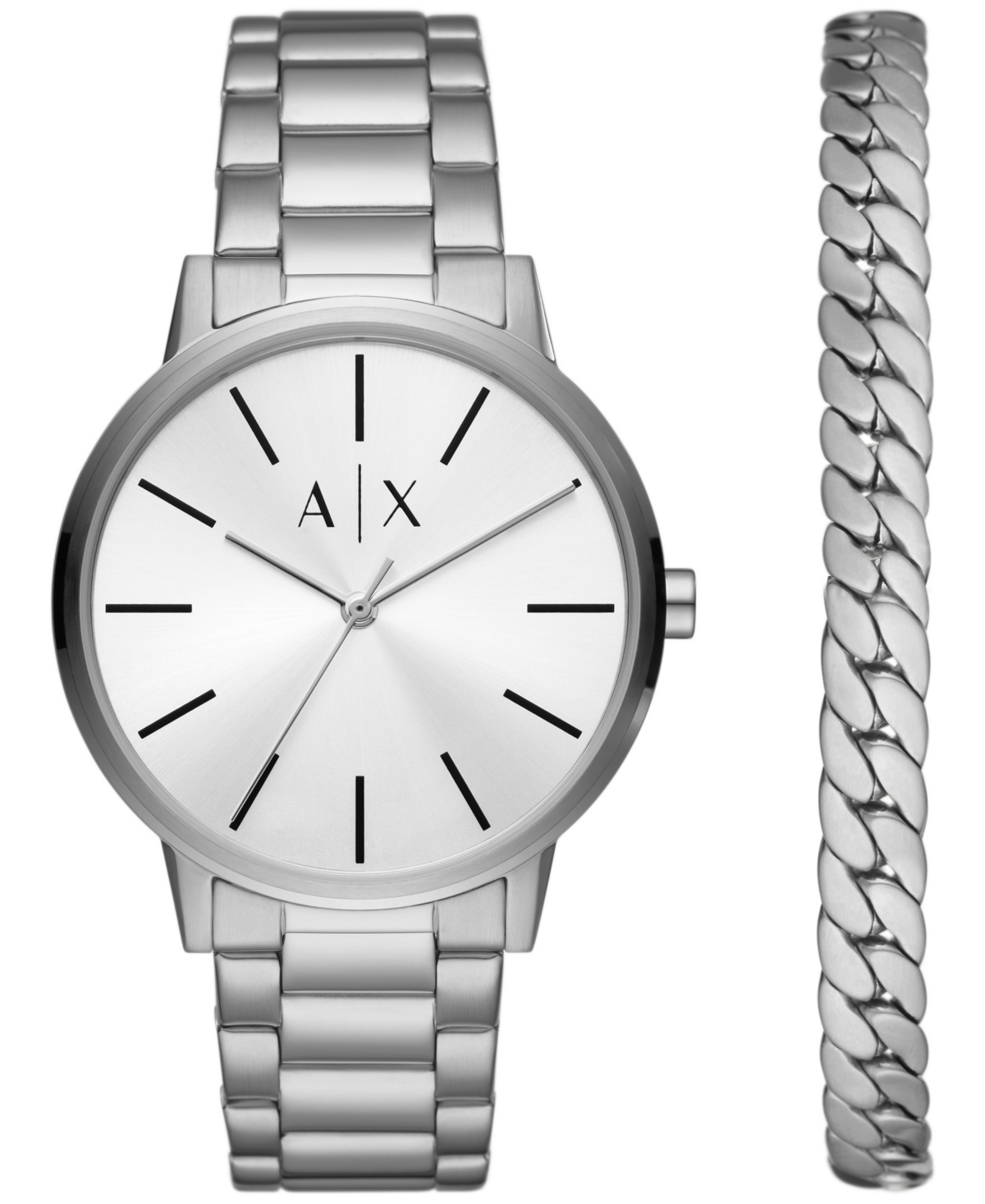 Click here for A|X Armani Exchange Mens Three-Hand Silver-tone St... prices