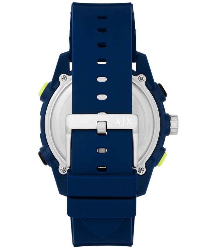 A|X Armani Exchange Men's Analog-Digital Blue Silicone Strap Watch ...