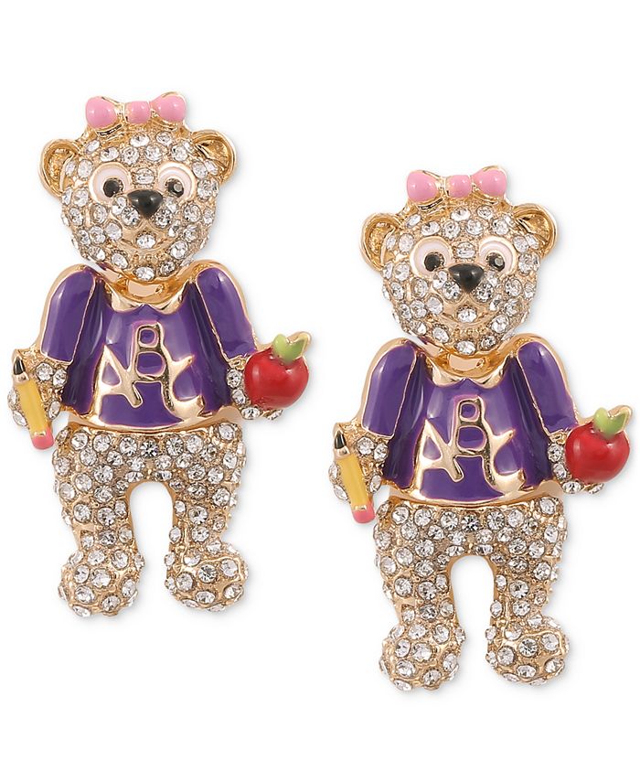 Charter Club Gold-Tone Pavé School Teddy Drop Earrings, Created for ...