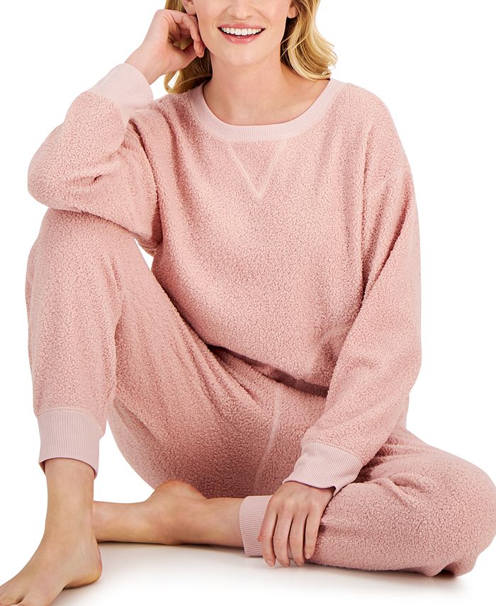 Jenni Women's Solid Sherpa Pajama Set, Created for Macy's & Reviews ...