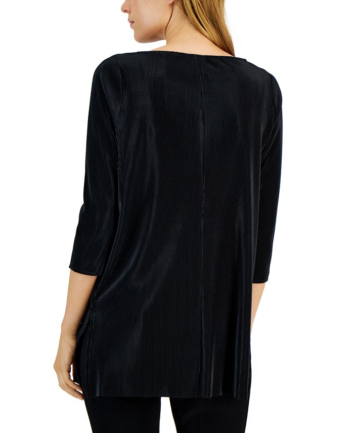 Alfani Women's Textured Pleated Split-Hem Tunic, Created for Macy's ...