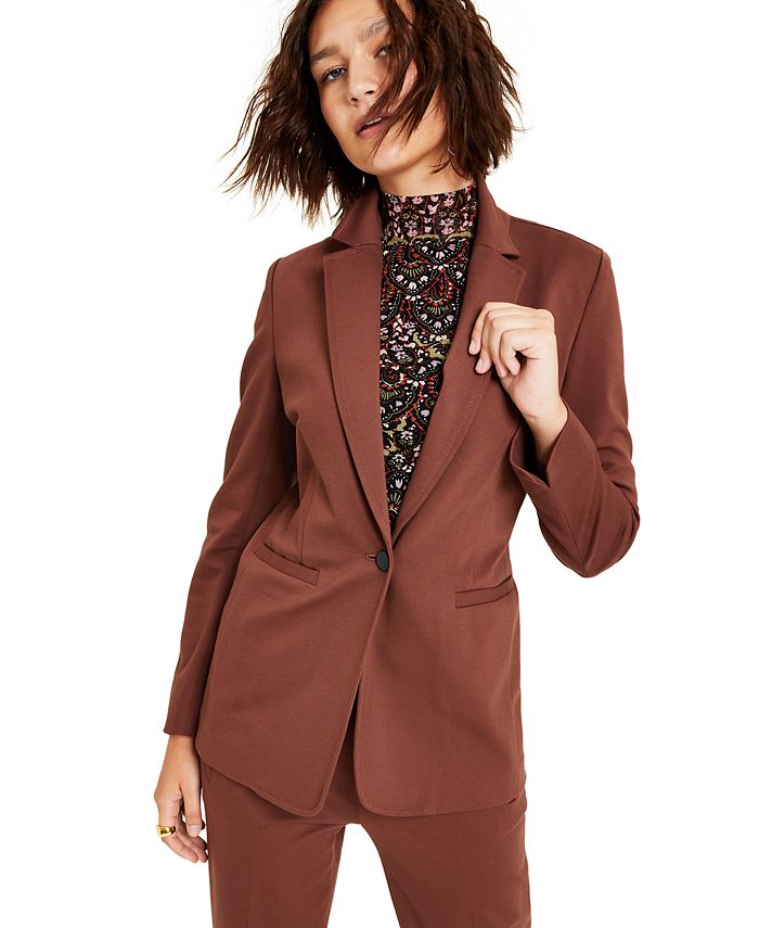 Bar III Women's Compression Single-Button Blazer, Created for Macy's ...