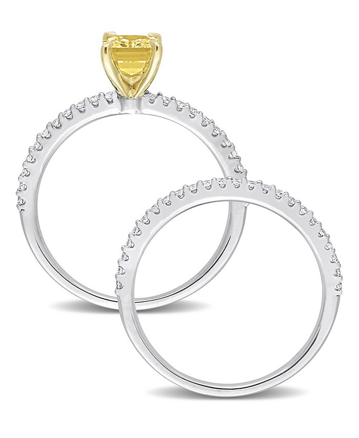 Macy's Sapphire and Diamond Bridal Ring Set in 14K White Gold - Macy's