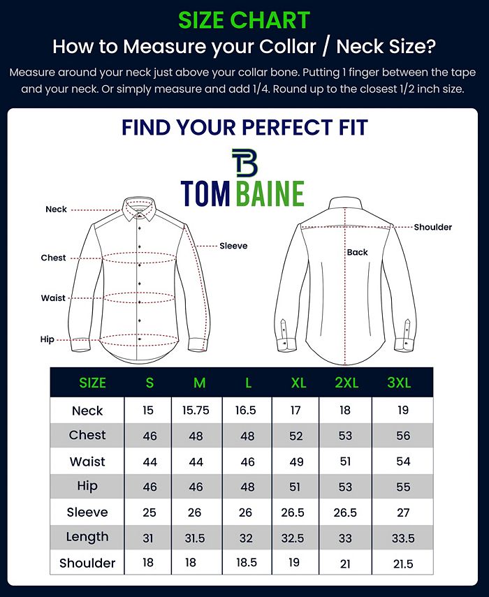 Tom Baine Men's Slim Fit Performance Long Sleeve Geometric Dress Shirt ...