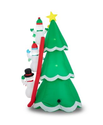 8' Lighted Inflatable Xmas Snowman Climbing Up Tree Decor