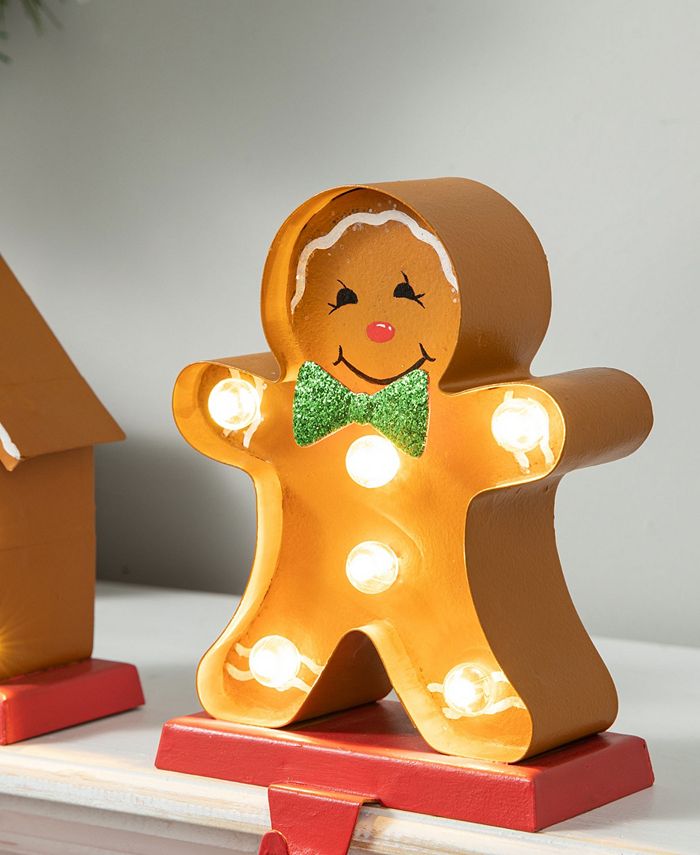 Glitzhome Marquee LED Gingerbread House Gingerbread Man Christmas ...