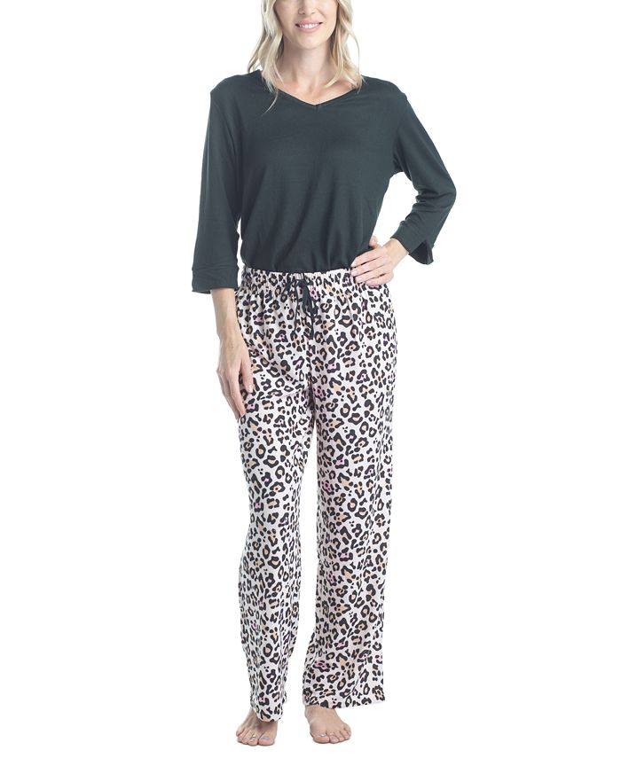 MUK LUKS Plus Size 3/4 Sleeve Top & Boot-Cut Pajama Pants Set - Macy's