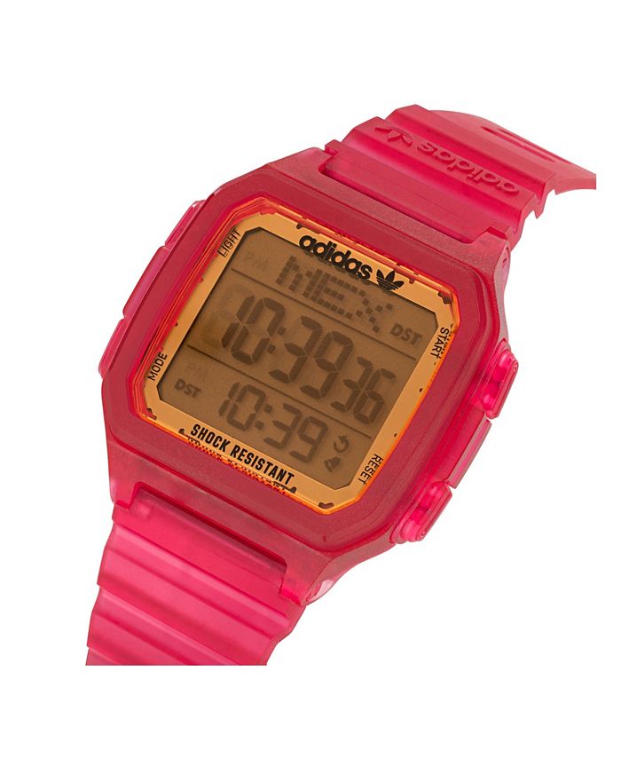 adidas Unisex Gmt Digital One Gmt Pink Resin Strap Watch 47mm - Macy's
